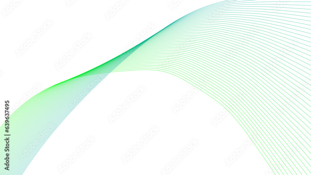 Abstract colorful green lines on a white background. Futuristic ...