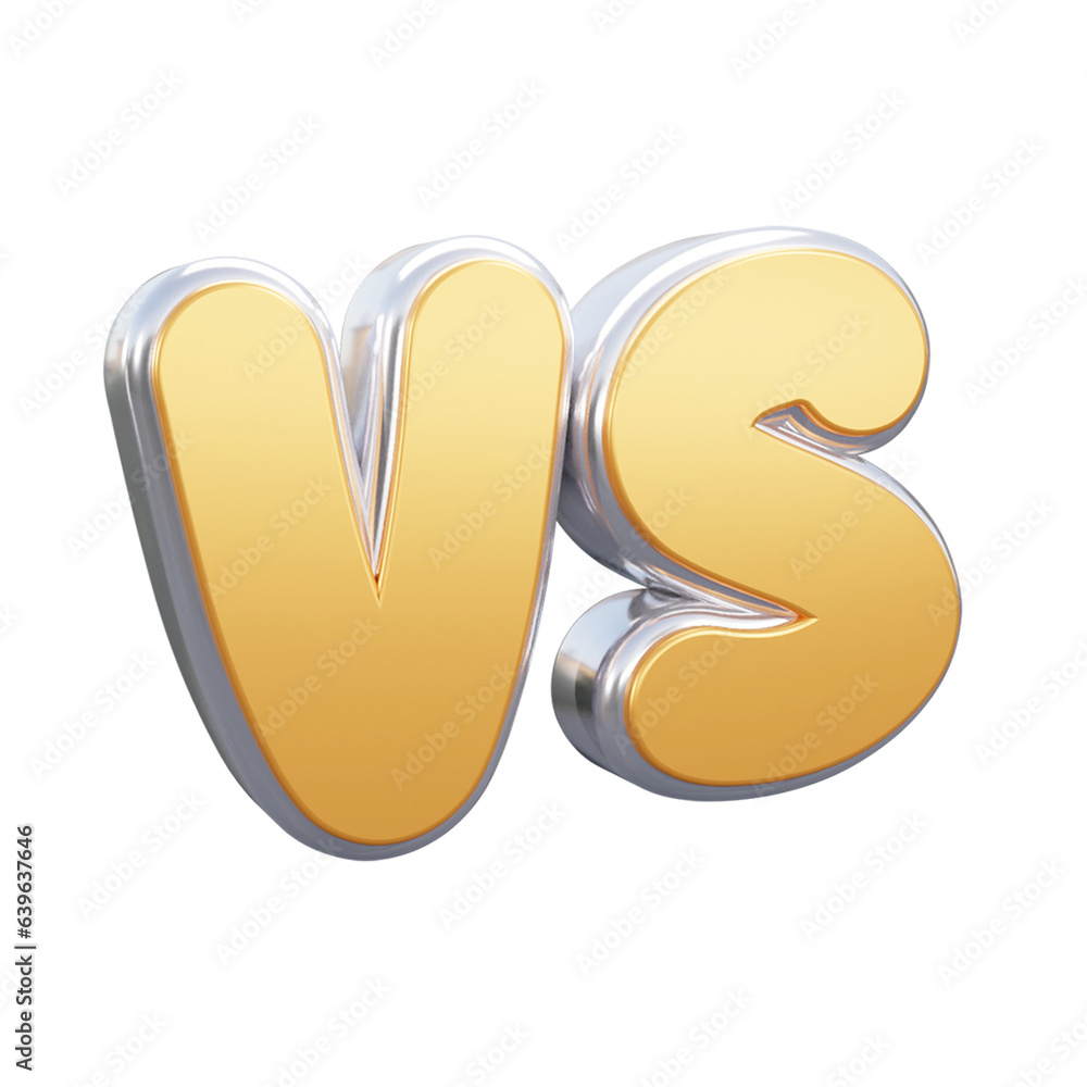 gold versus vs 3d render logo or golden versus vs logo text effect or ...
