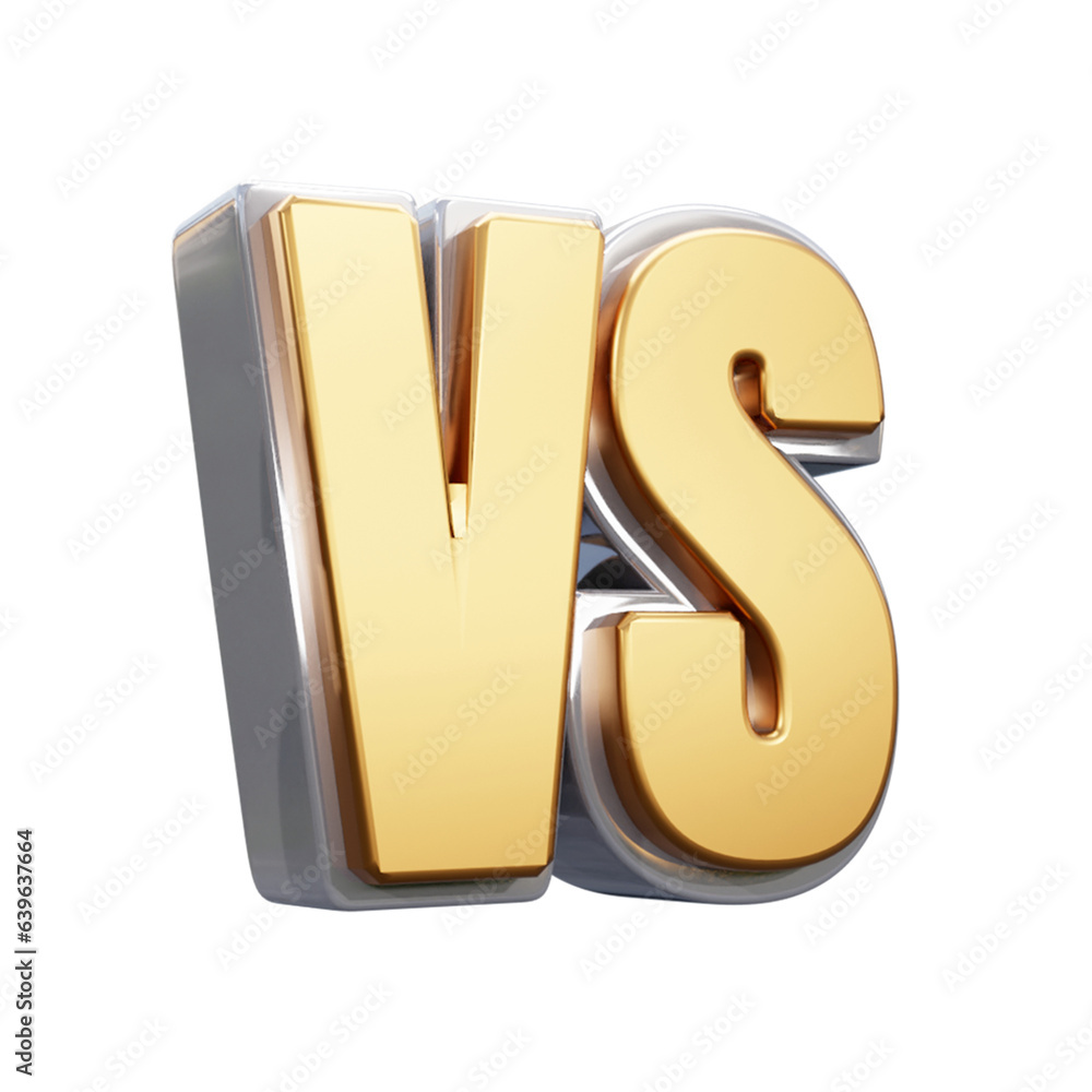 gold versus vs 3d render logo or golden versus vs logo text effect or ...