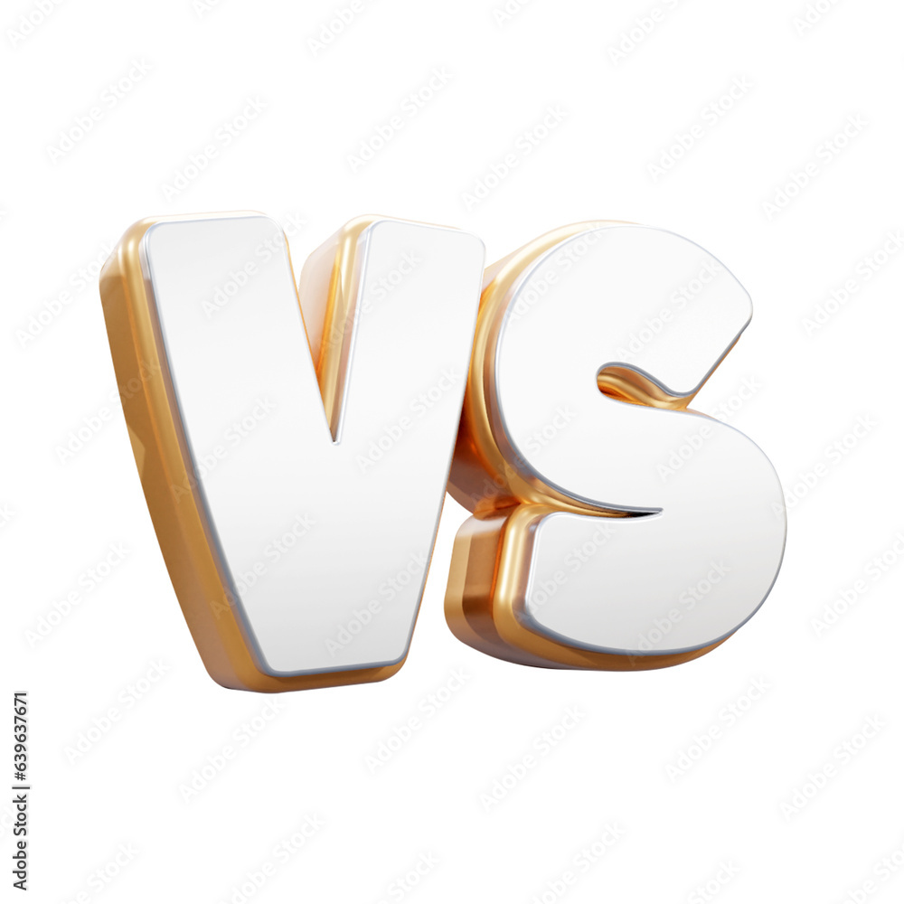 gold versus vs 3d render logo or golden versus vs logo text effect or ...