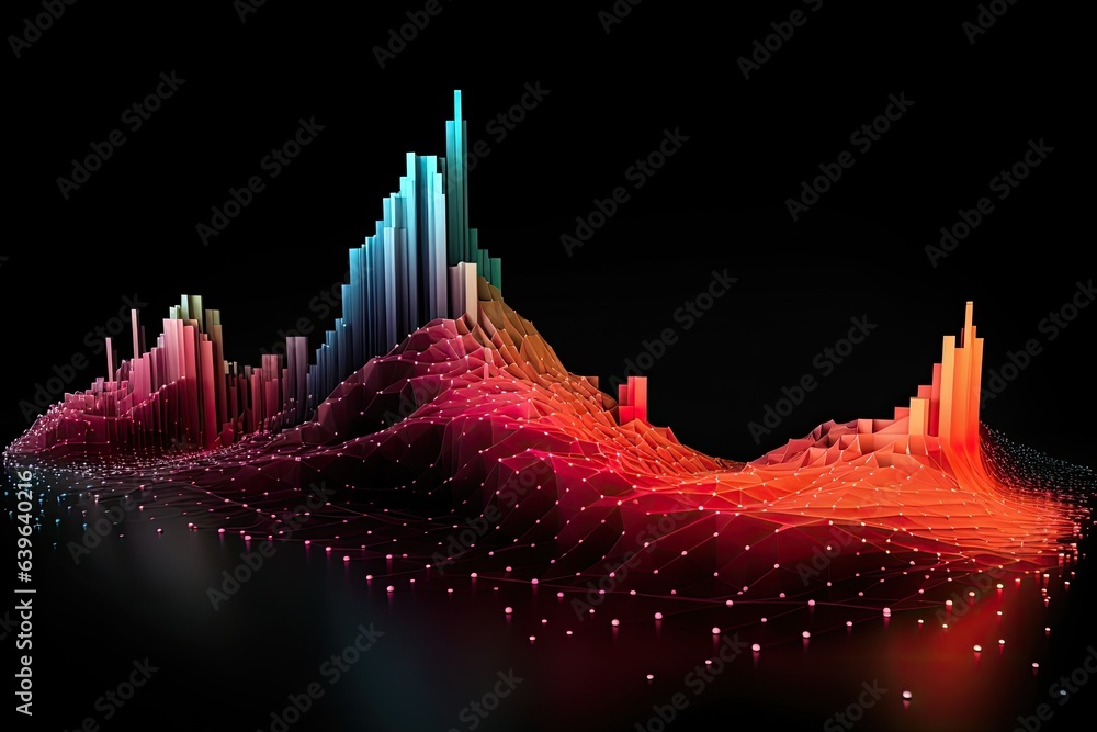 abstract 3d illustration of equalizer over black background with ...