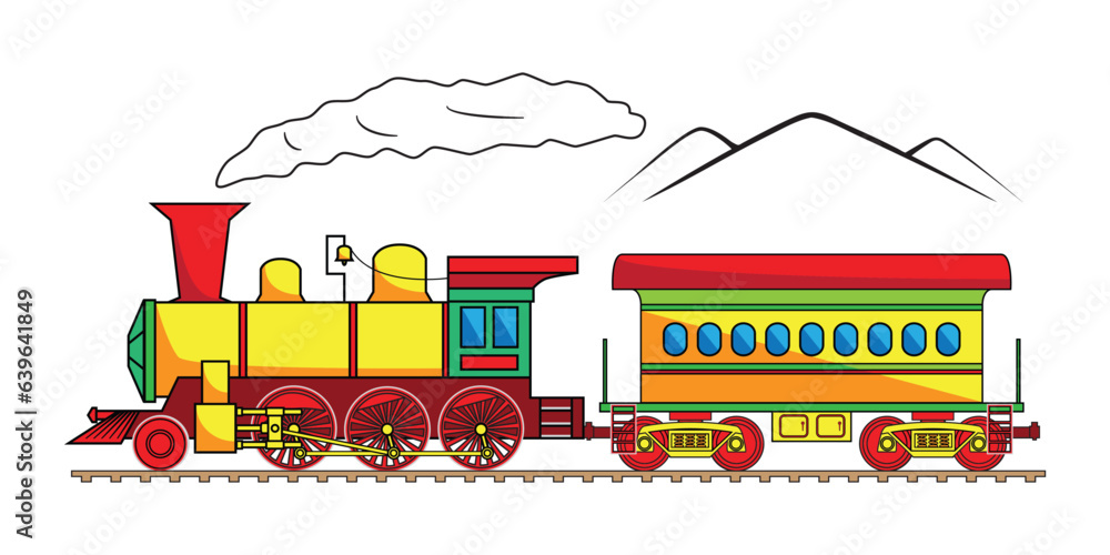 steam locomotive train which use steam engine from boiler for movement ...