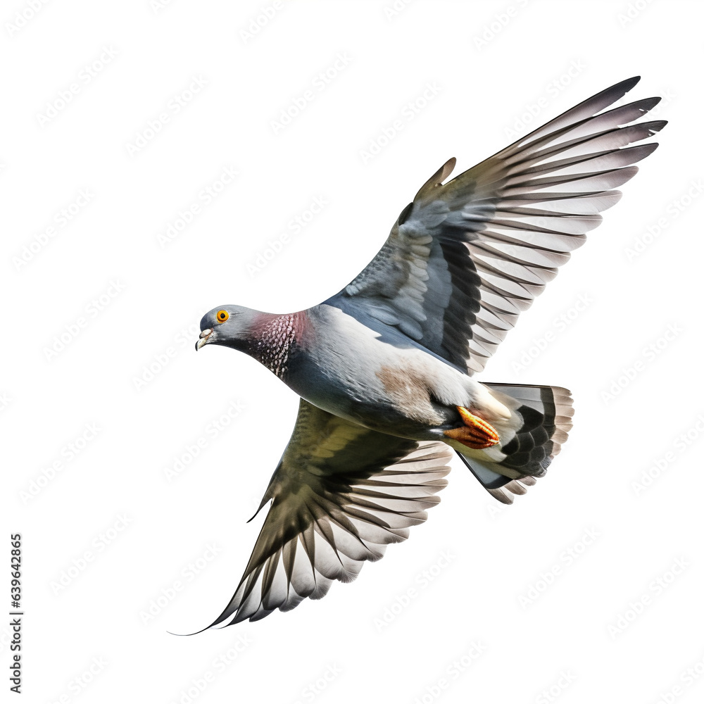 Pigeon ramier en vol (Columbidae) avec transparence, sans background ...