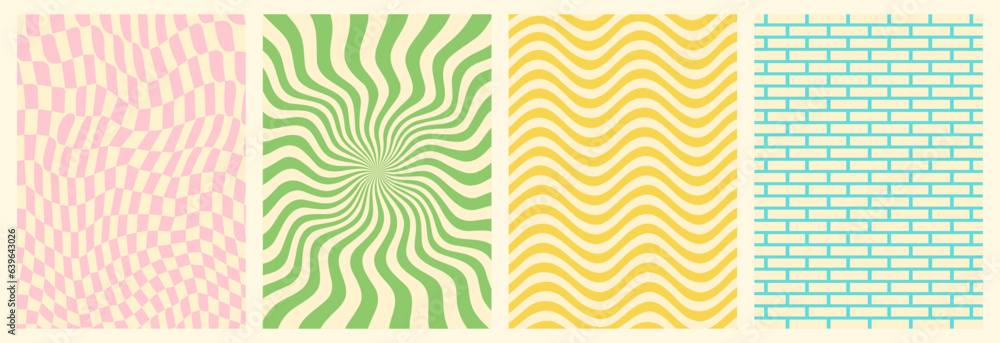 Groovy backgrounds set. Retro groovy texture. 60s and 70s style. Hippie ...