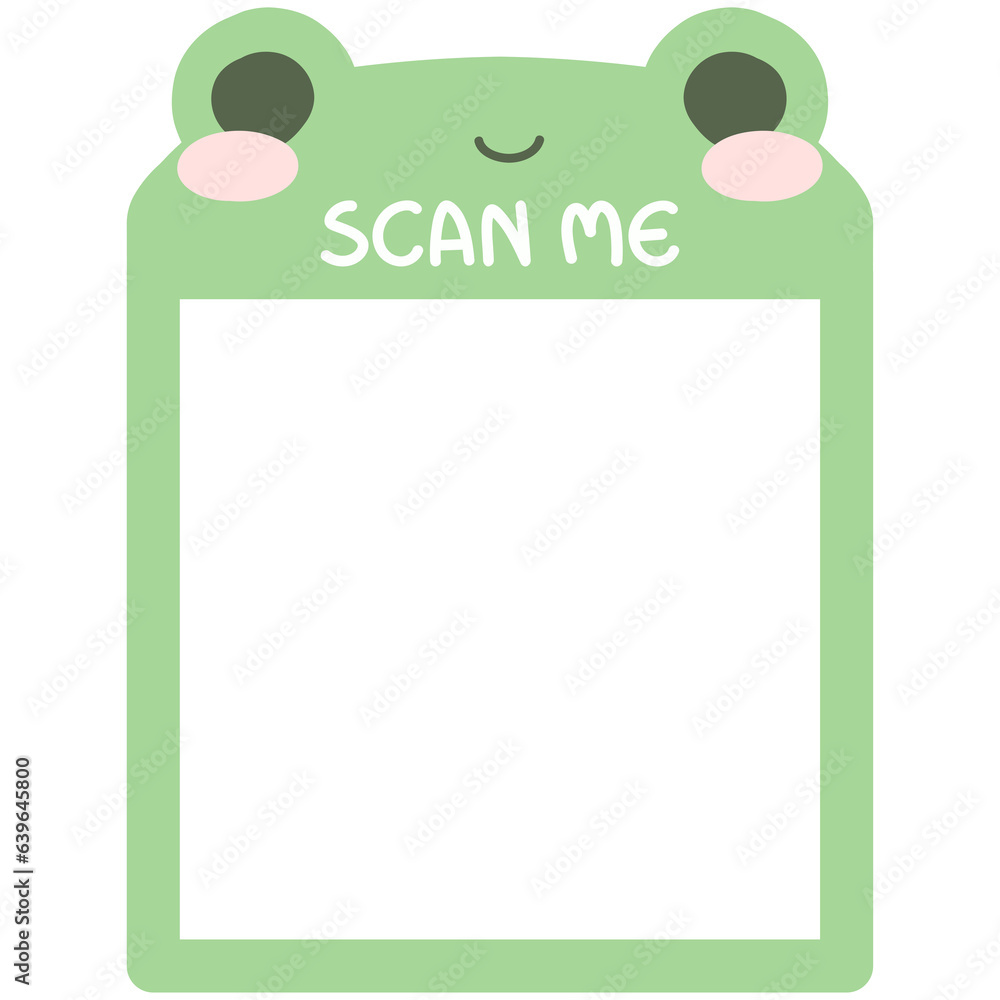 Cute frog. Scan me QR code template. QR code frame illustration for ...