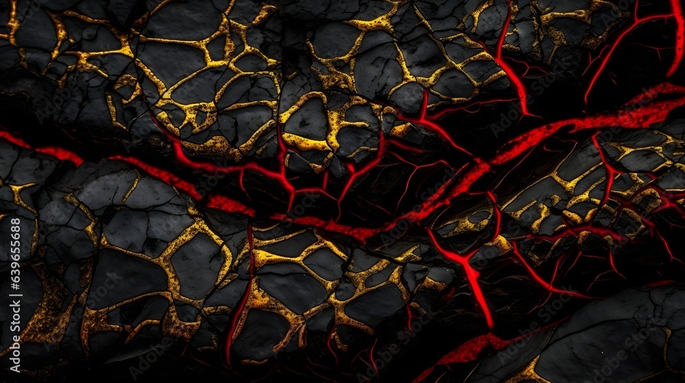 Golden Lava background wallpaper of magma. Fiery cracks on the earth's ...