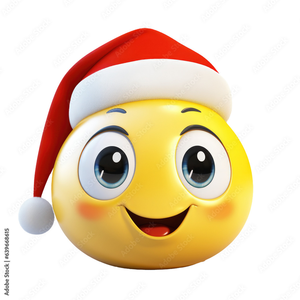 Cute Cartoon Happy Emoticon with a Santa’s Hat Character for Christmas ...