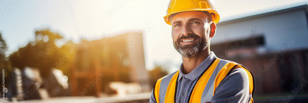 Handsome male construction worker or engineer, professional photo ...