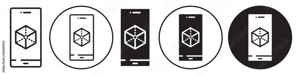 AR Icon. Augmented and virtual reality vr symbol in flat outline style ...