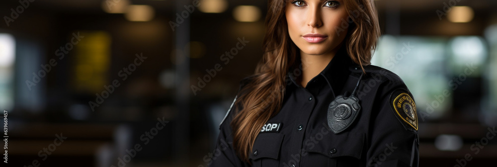 Beautiful female law enforcement police officer in work uniform ...