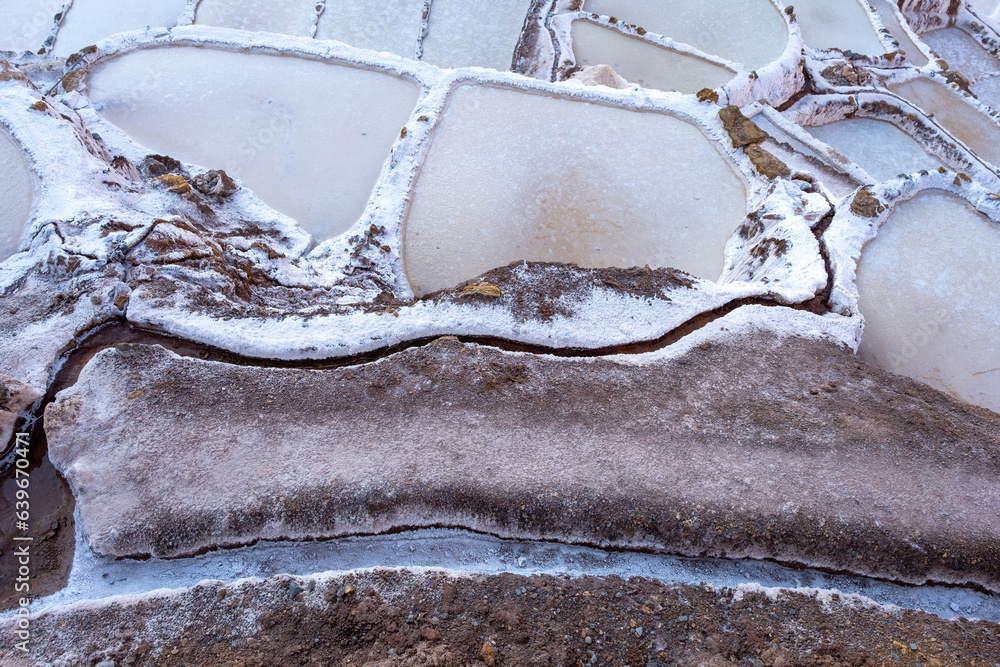 Details of the Maras Salt Flats, Peru. The Salinas de Maras are more ...