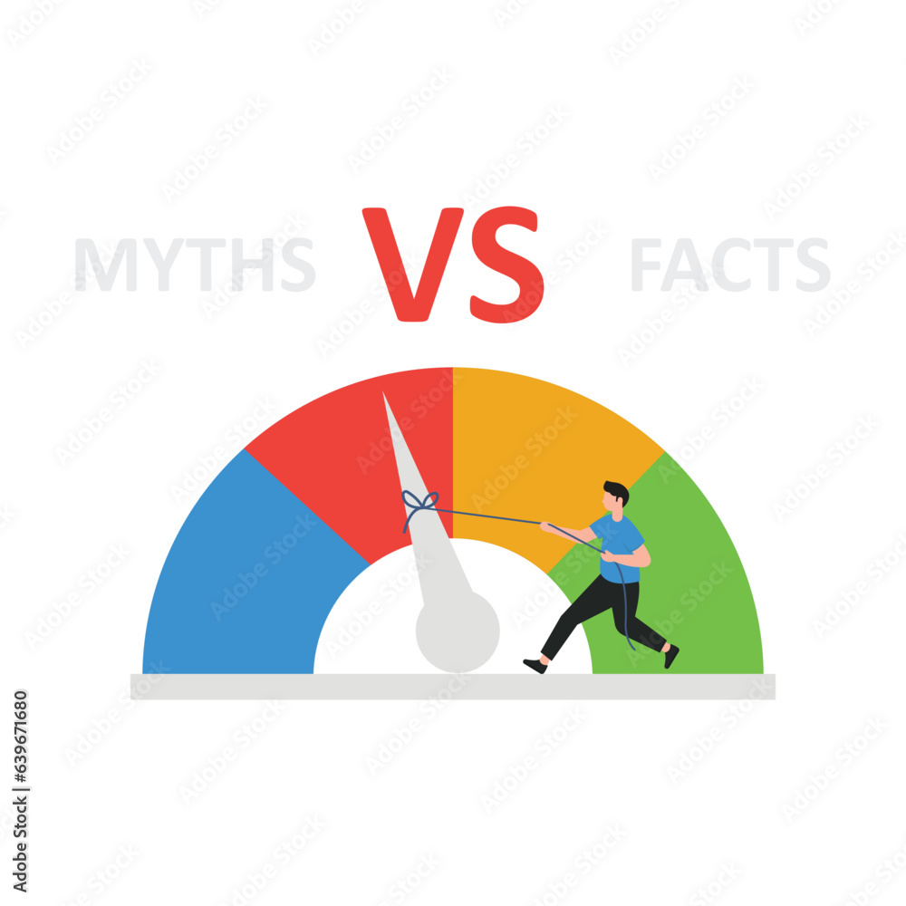 Myths vs facts Vector illustration on white background Thin line speech ...