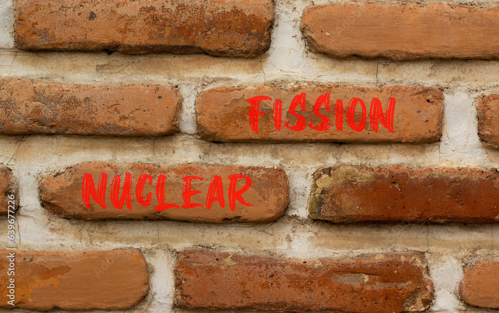 Nuclear fission symbol. Concept words Nuclear fission on beautiful ...