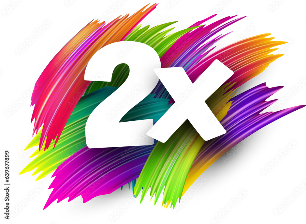 2x paper word sign with colorful spectrum paint brush strokes over ...