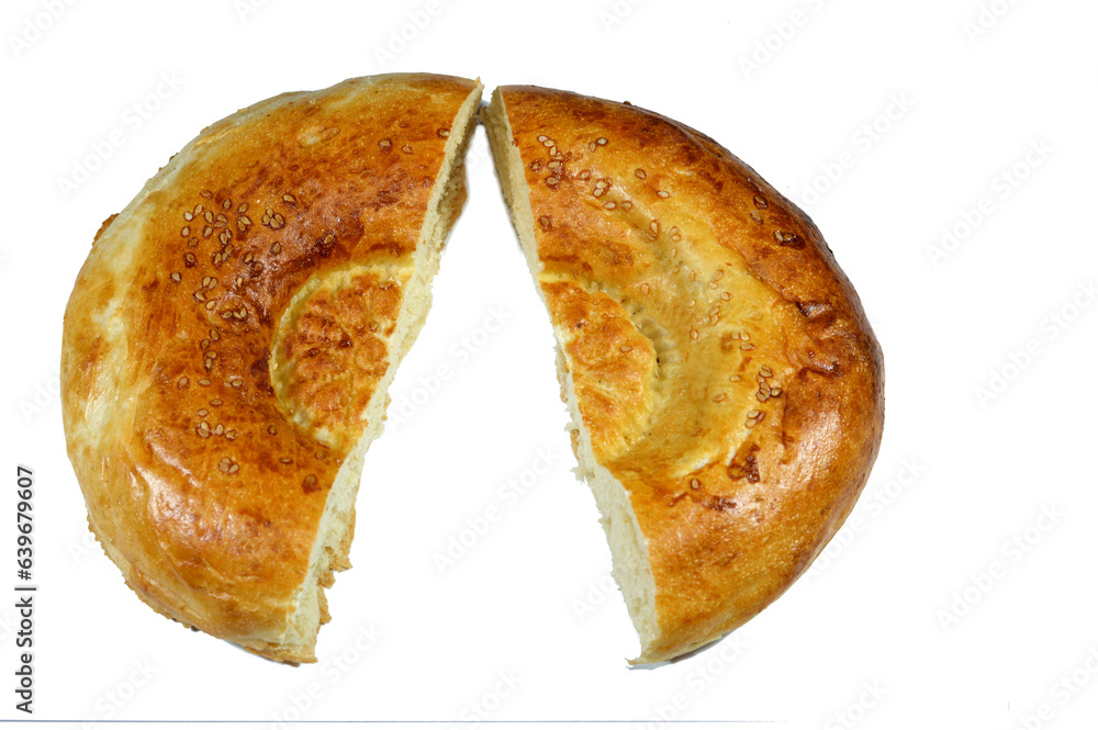 Tandyr nan Uzbek bread, a type of Central Asian bread, often decorated ...