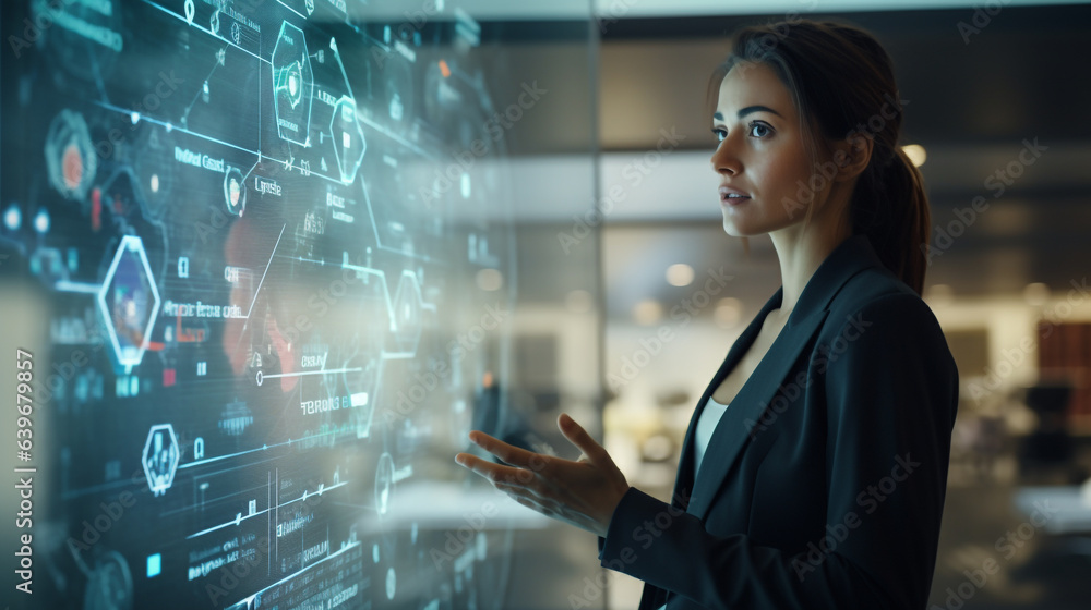 Machine Learning Explained: Young Businesswoman Interacting with AI ...