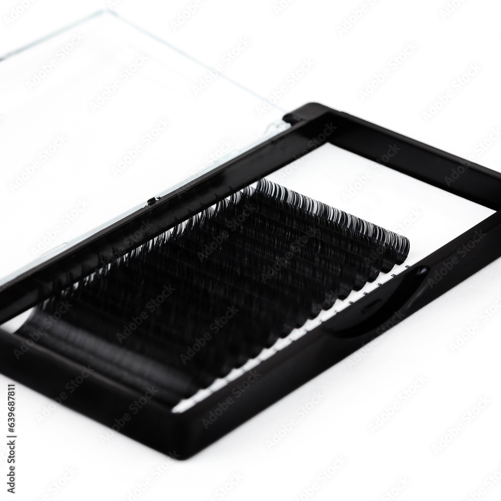 Mockup palette of black eyelash extensions for making fans and their ...