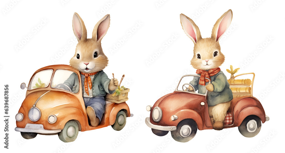 Cute bunny watercolor clipart illustration with isolated background ...