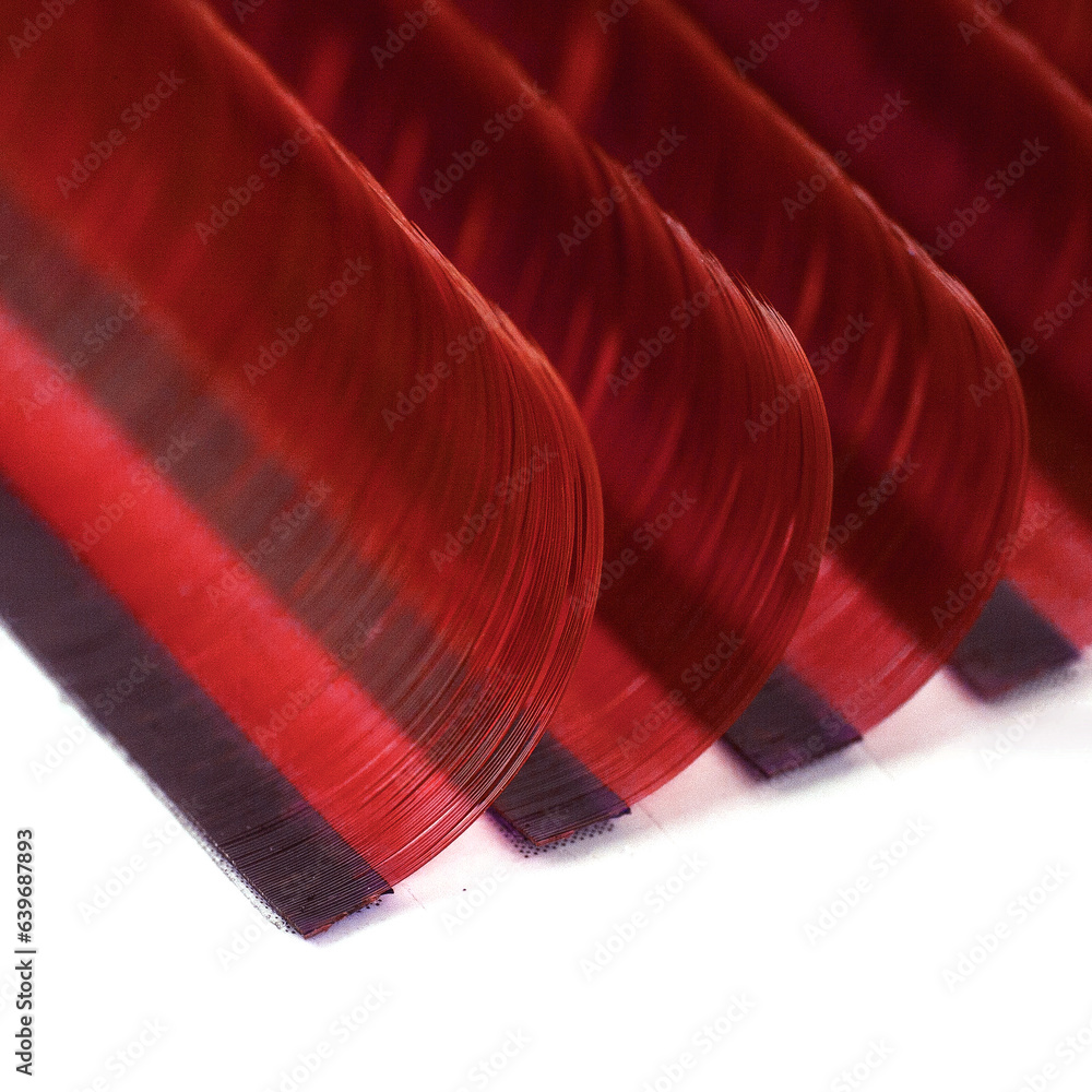 Mockup palette of red eyelash extensions for making fans and their ...