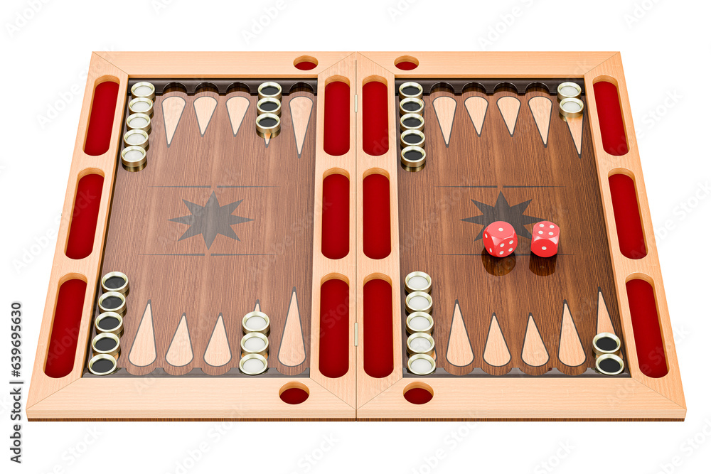 Backgammon board game. 3d rendering isolated on transparent background ...