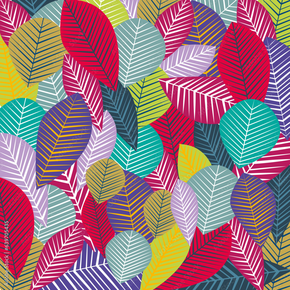 Fondo con hojas de colores alegres. Stock Vector | Adobe Stock