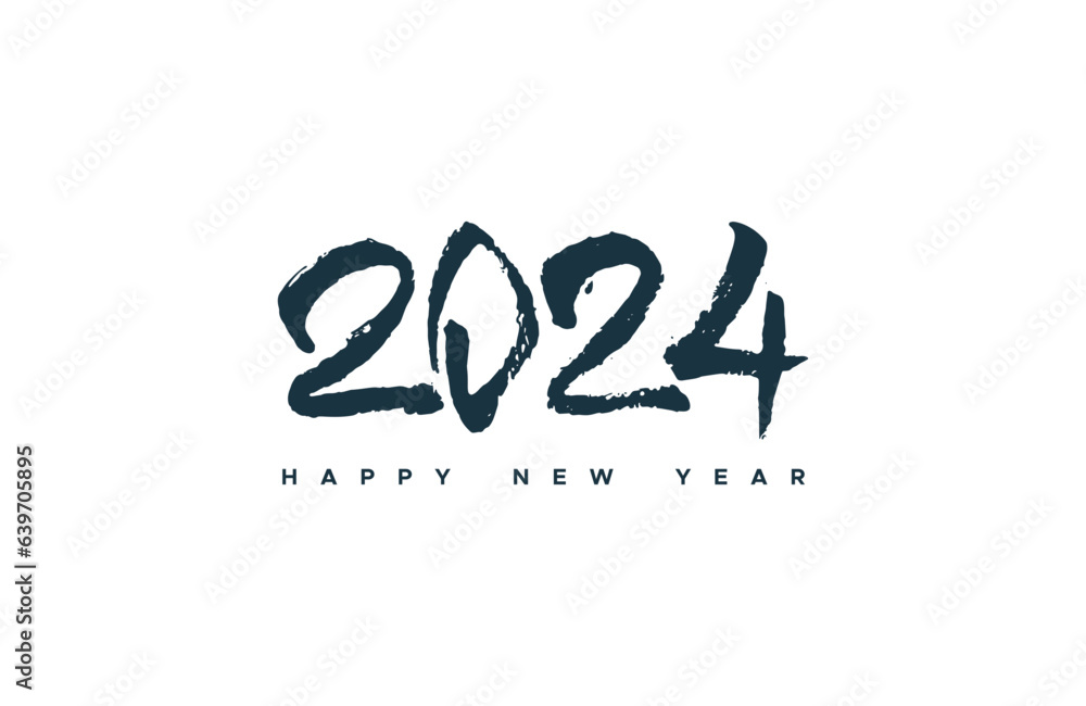 Happy New 2024 Year lettering sign design. Vector holiday illustration ...