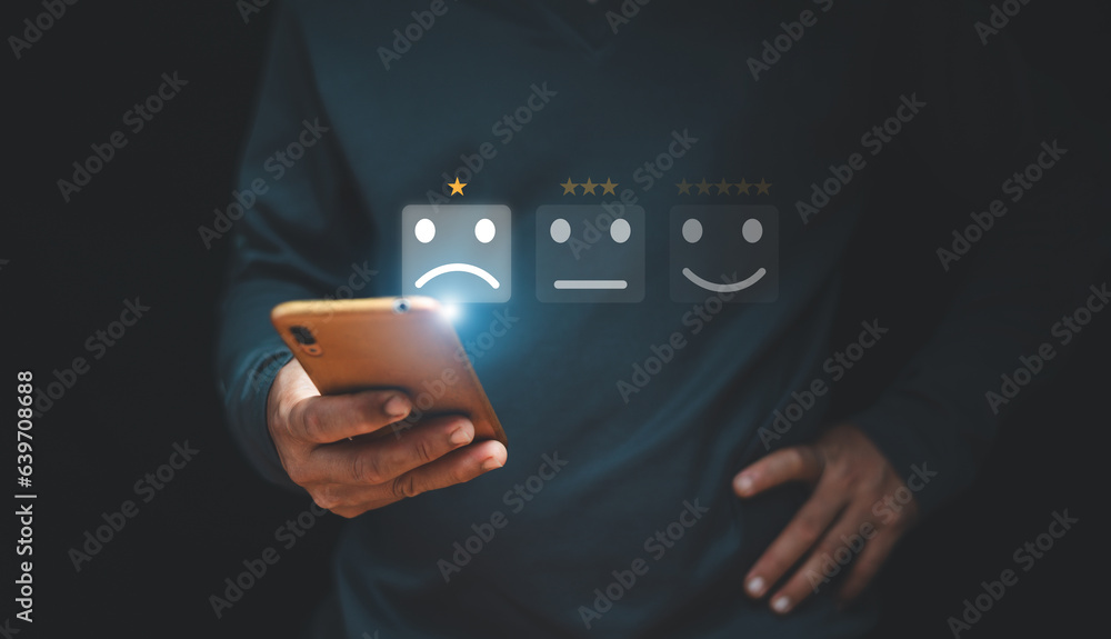 Customer Experience dissatisfied concept. Unhappy Client sadness with ...