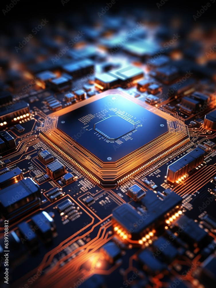 Advanced Technology Concept Visualization: Circuit Board CPU Processor ...