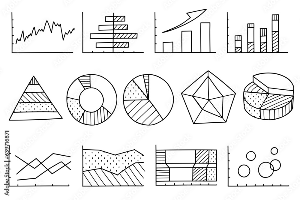 Hand-drawn rough graph and chart illustration set Stock Vector | Adobe ...