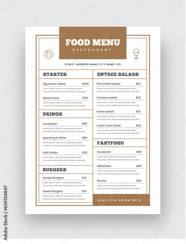 Restaurant Menu, Food Menu Flyer, Classy Restaurant Menu Template, Fast ...