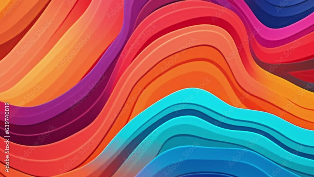 Animated 3D waving cloth texture. Liquid holographic background. Smooth ...