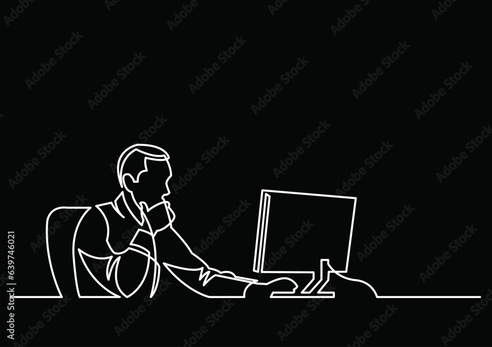 continuous line drawing vector illustration with FULLY EDITABLE STROKE ...