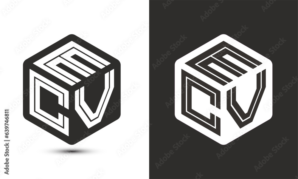 ecv letter logo design with illustrator cube logo, vector logo modern ...