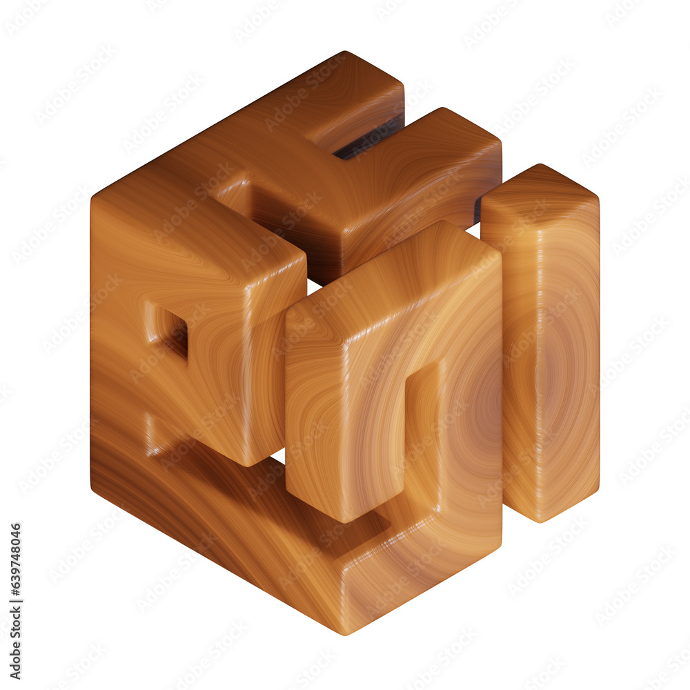 Ahmed Arabic name in isometric 3d kufi Arabic calligraphy with wood ...