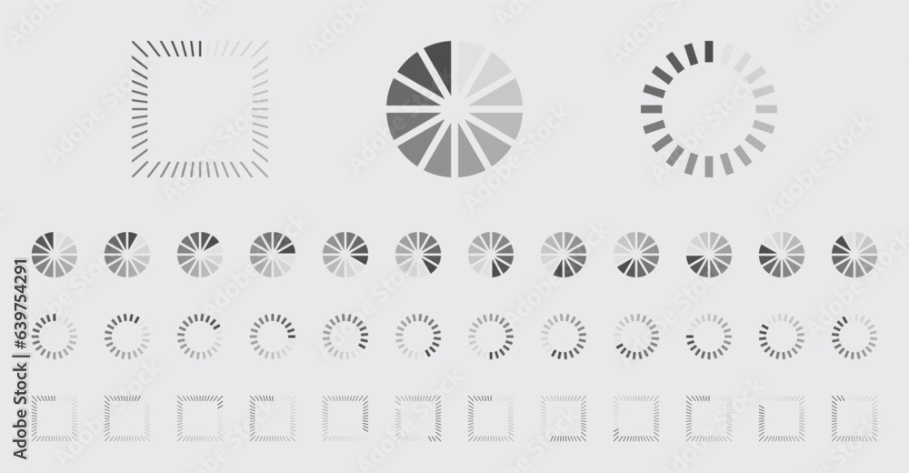 Circular Loading Buffering Icons Vector Set Video Ready for Animation ...