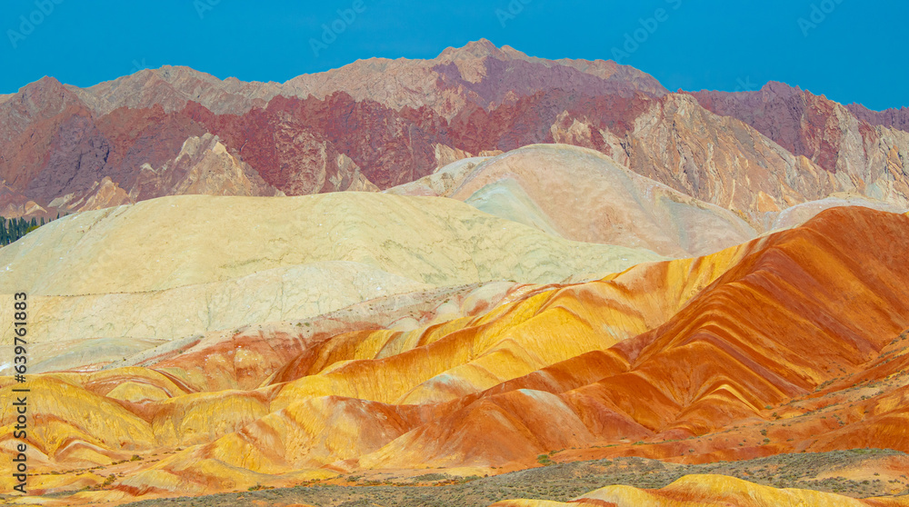 The beautiful colorful rocks in Zhangye Danxia geopark of China. There ...