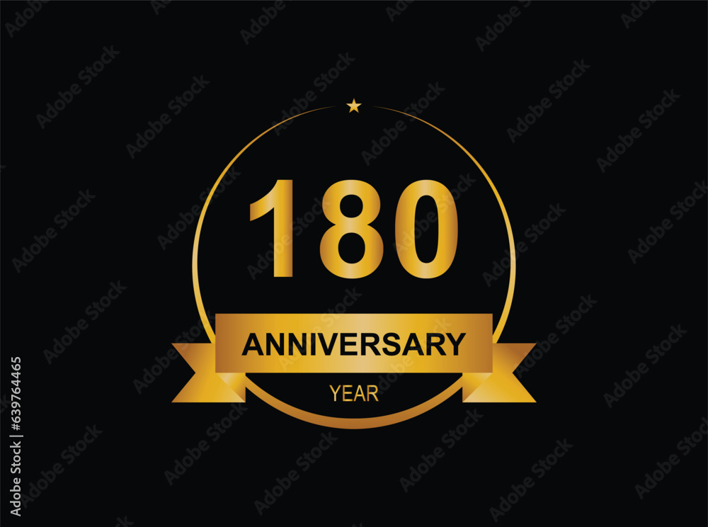 180th golden anniversary logo with ring and ribbon, laurel wreath ...