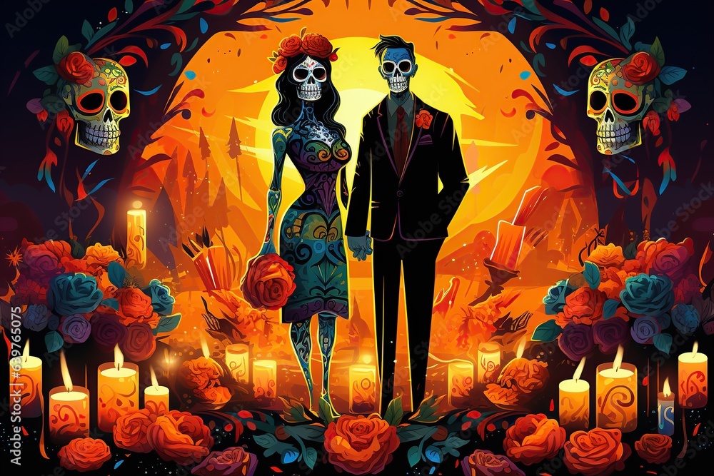 vibrant celebration of the Day of the Dead, families gather to honor ...