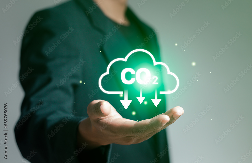 Reduce CO2 emission concept. green business based on renewable energy ...