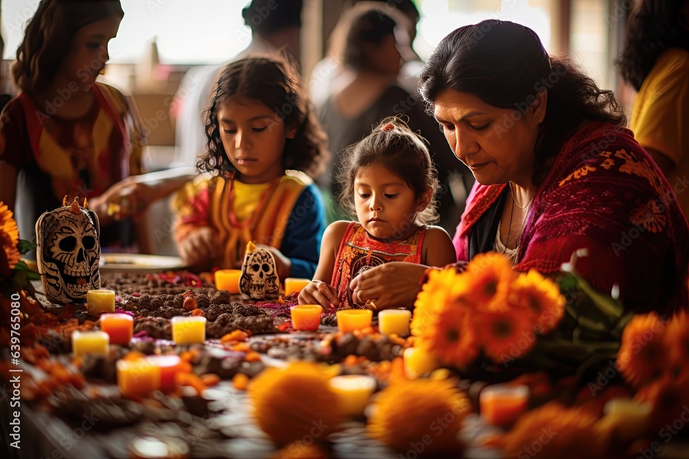 vibrant celebration of the Day of the Dead, families gather to honor ...