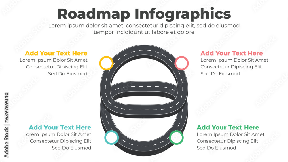 Vetor de Curve roadmap infographics for presentation template do Stock ...