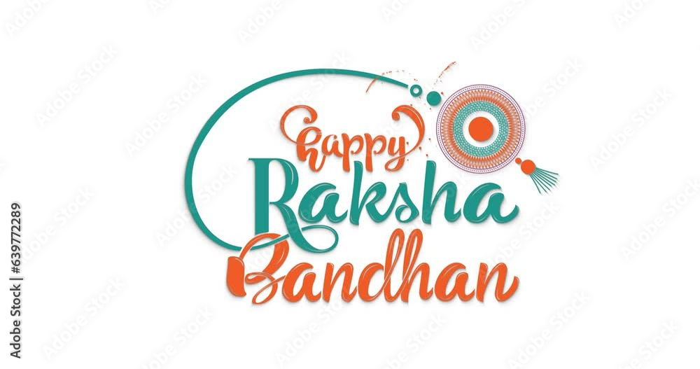 Happy Raksha Bandhan lettering text animation with rakhi illustration ...