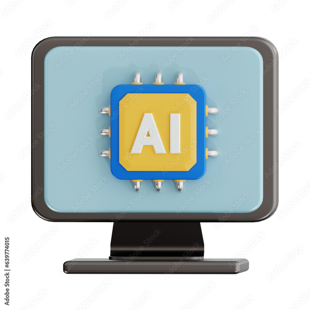 ai computer 3d, high quality render, transparent background, artificial ...