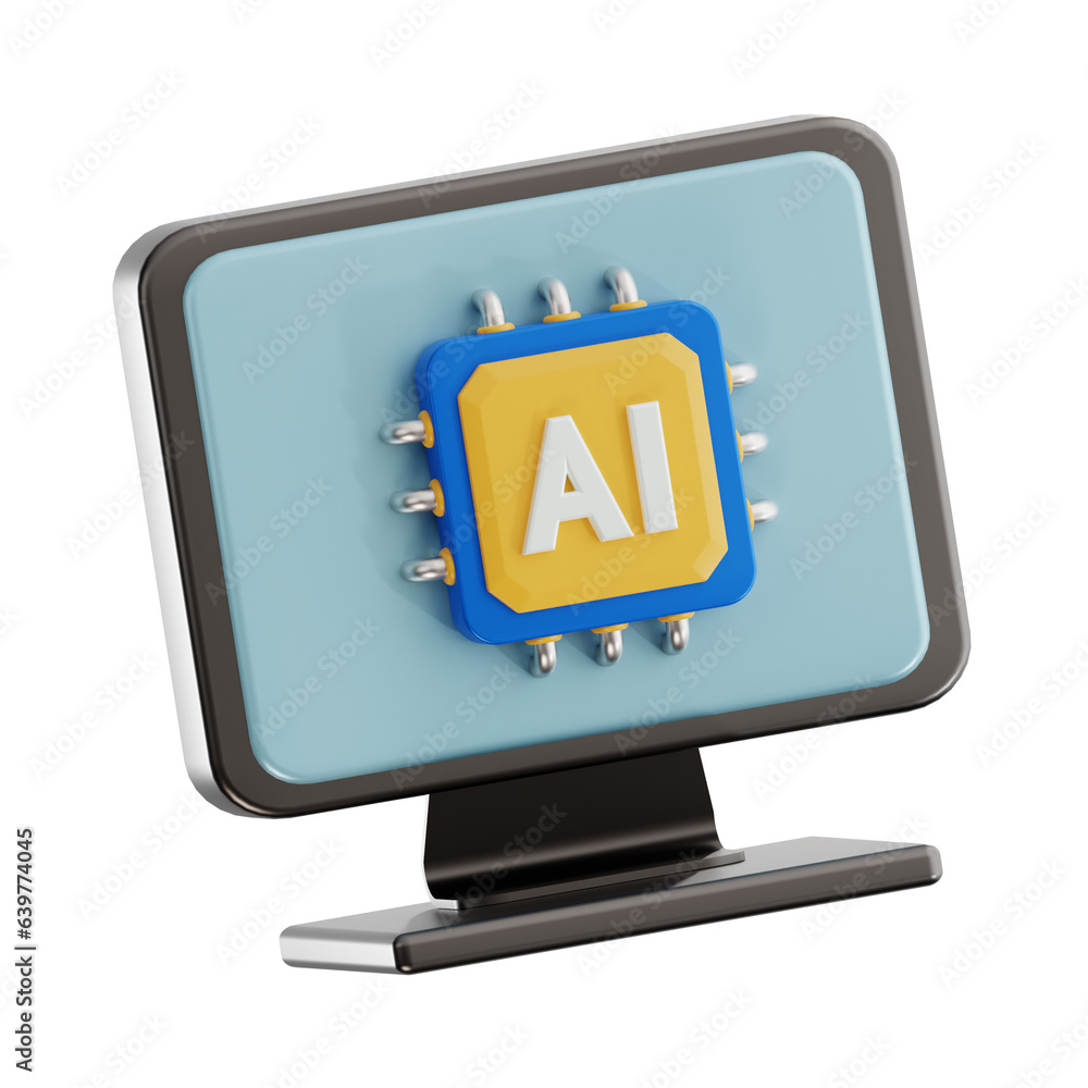 ai computer 3d, high quality render, transparent background, artificial ...