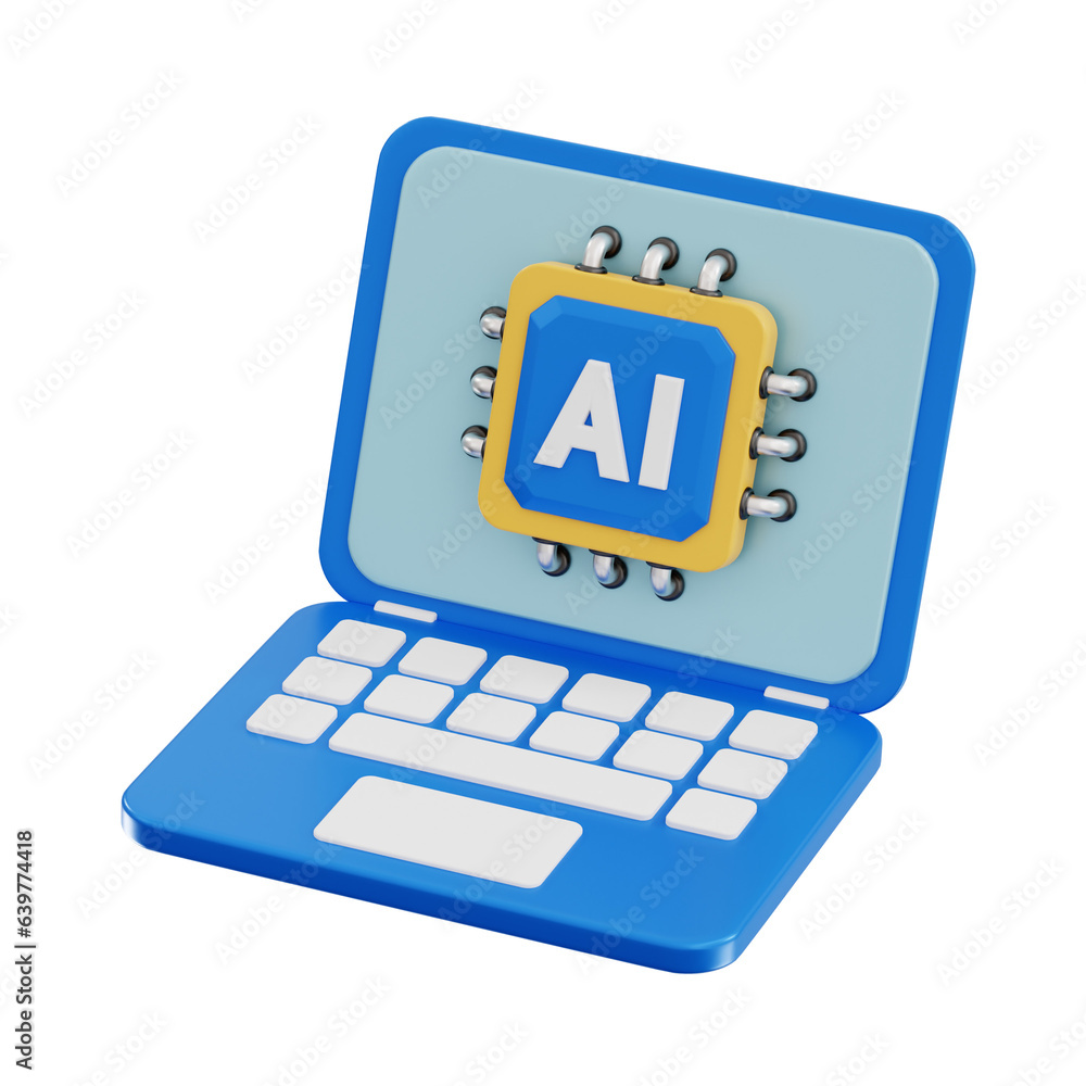 ai laptop 3d, high quality render, transparent background, artificial ...