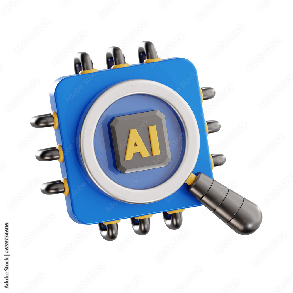 ai search 3d, high quality render, transparent background, artificial ...