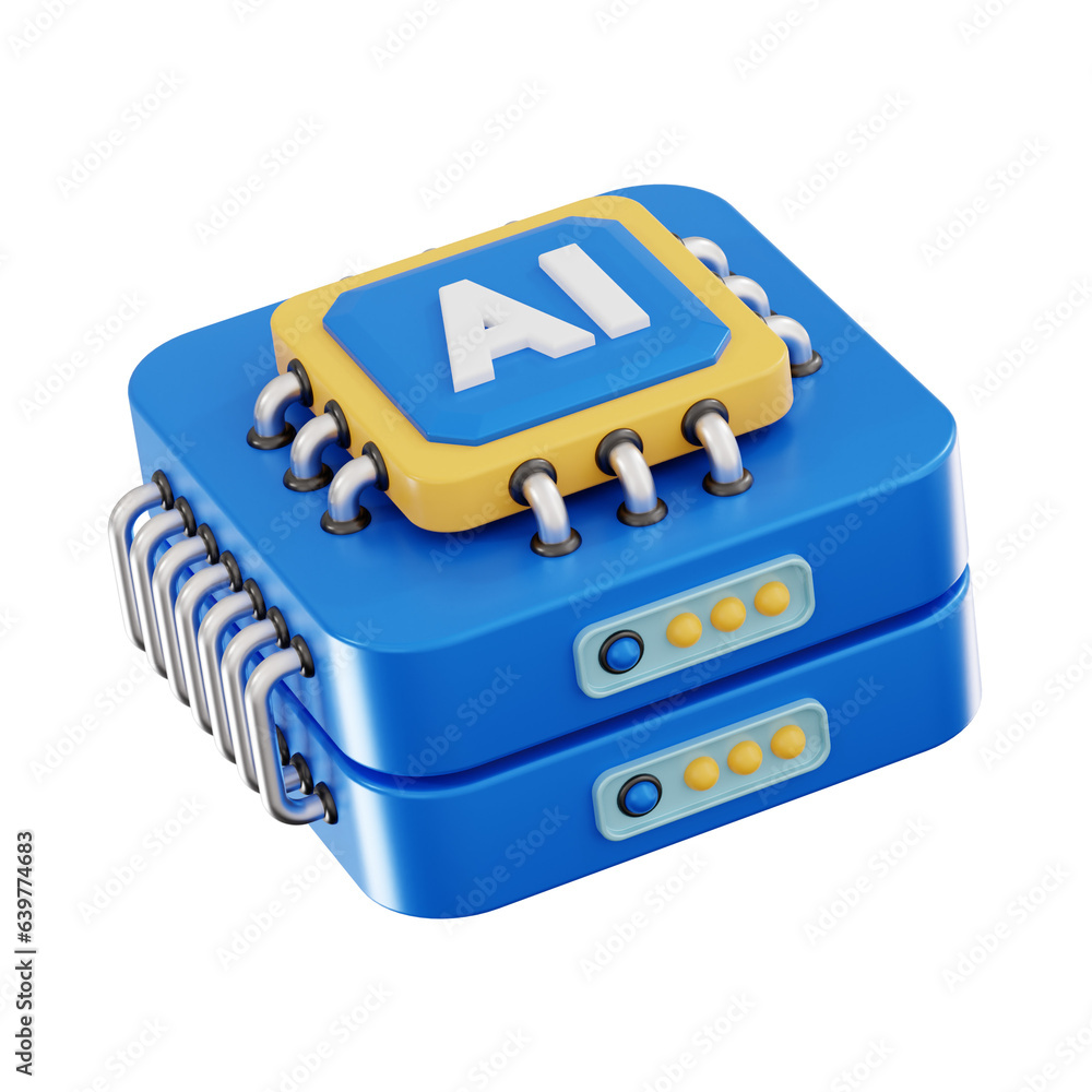 ai server 3d, high quality render, transparent background, artificial ...
