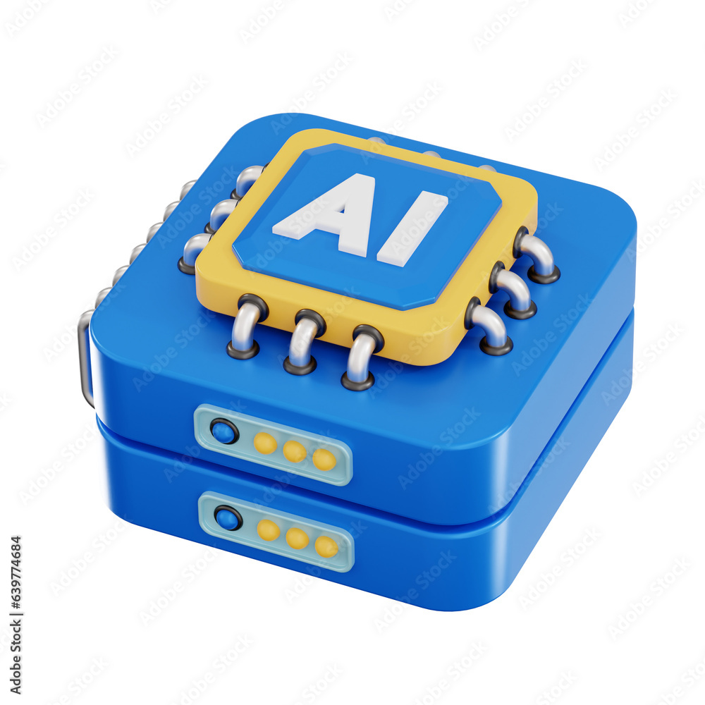 ai server 3d, high quality render, transparent background, artificial ...