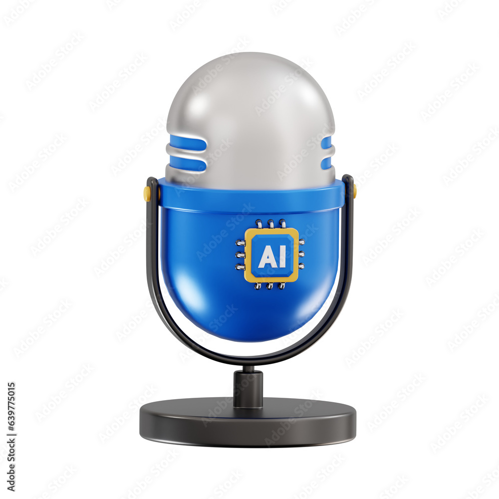 ai voice recognition 3d, high quality render, transparent background ...