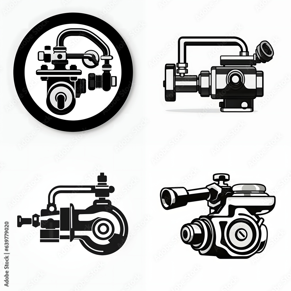 Icon of Brake Master Cylinder in black and white, transparent ...